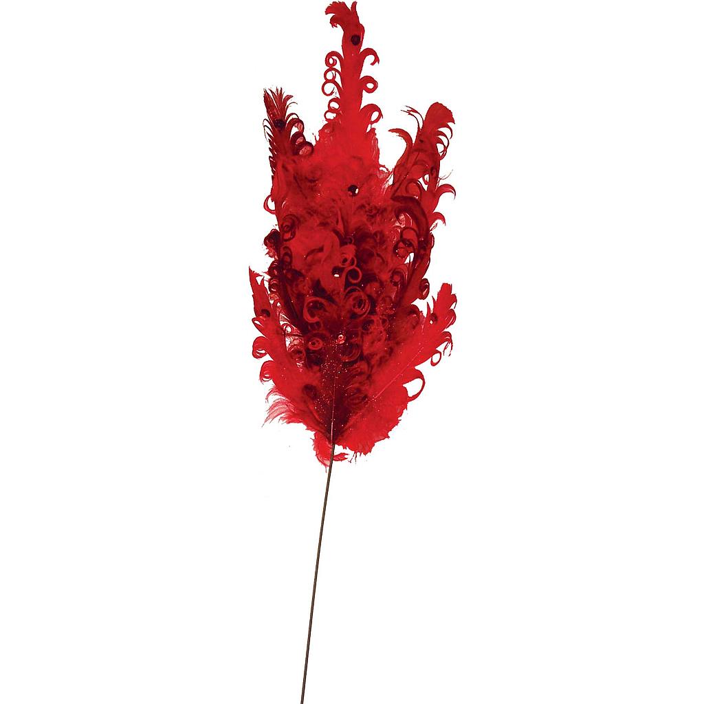 20" CURLY FEATHER SPRAY W/MICA RED | Hanken