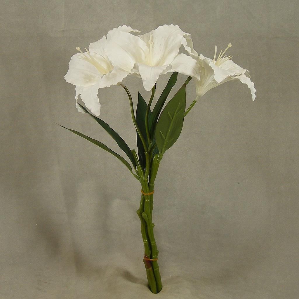 17" WHITE CASABLANCA LILY SPRAY(3/BUNDLE) | Hanken